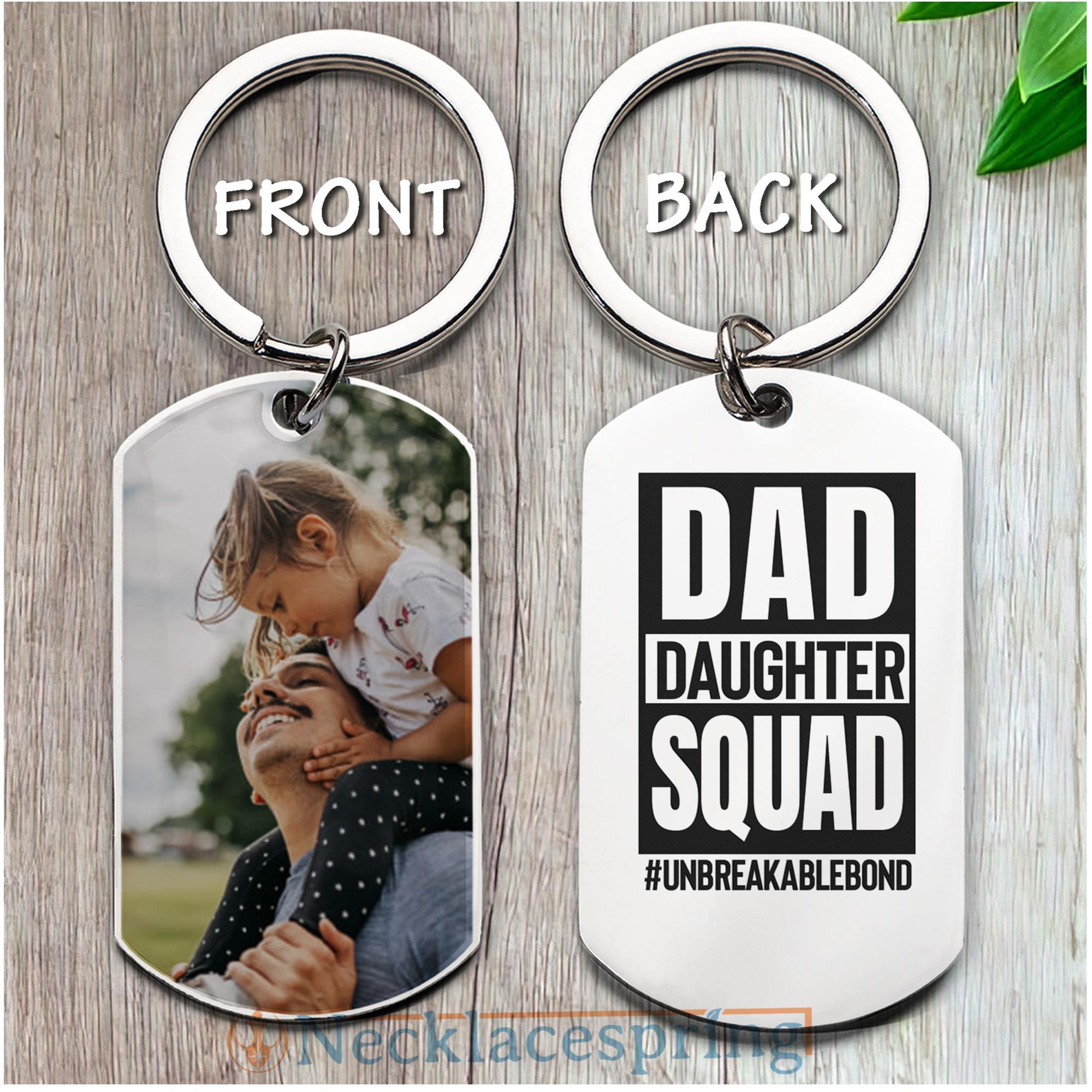 Custom Photo Keychain, Dad Daughter Squad Keychain, Dad Gifts From ...